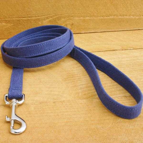 Hemp Dog Leash 6' Basic Blue Canvas by The Good Dog Company